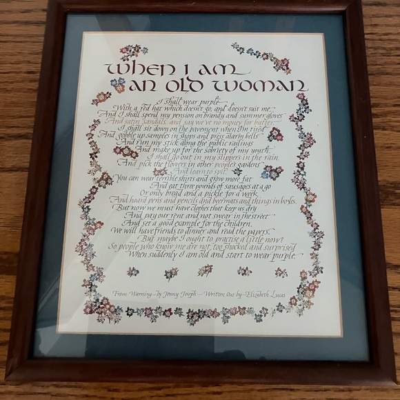 Accents | Vintage Framed Poem With Floral Border | Poshmark